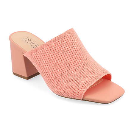 Journee Collection Womens Lorenna Block Heel Slide Sandals - Coral