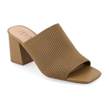 Journee Collection Womens Lorenna Block Heel Slide Sandals - Olive