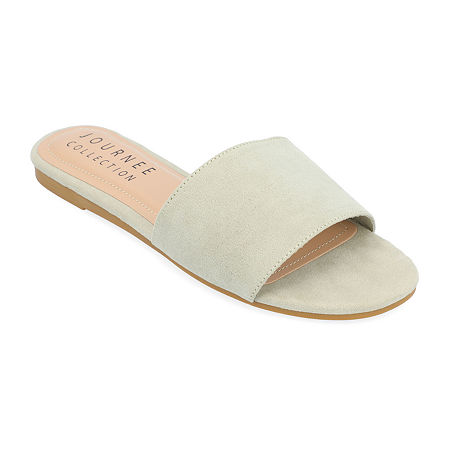 Journee Collection Womens Kolinna Slip On Flat Sandals - Sage