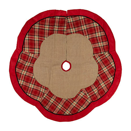 Click here for 48 Burlap and Red Plaid Christmas Tree Skirt with... prices
