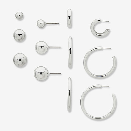 Click here for Worthington Silver Tone Womens 6 Pair Earring Set... prices