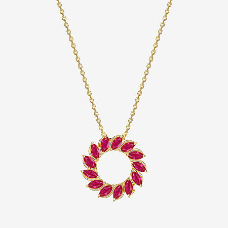 Click here for Womens Gemstone 18K Gold Over Silver Circle Pendan... prices