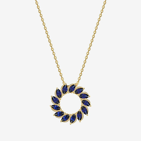 Click here for Womens Gemstone 18K Gold Over Silver Circle Pendan... prices