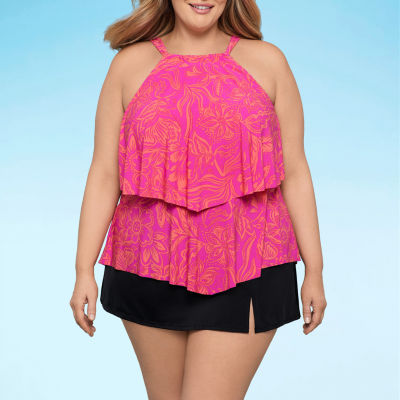 Sonnet Shores Floral Tankini Swimsuit Top-Plus, Color: Kiss My Tulips ...