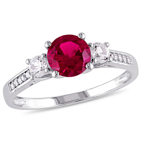 Click here for Womens Diamond Accent Lab Created Red Ruby 10K Whi... prices