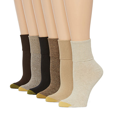 Click here for Gold Toe Womens 6 Pair Turncuff Socks  9-11  Brown prices