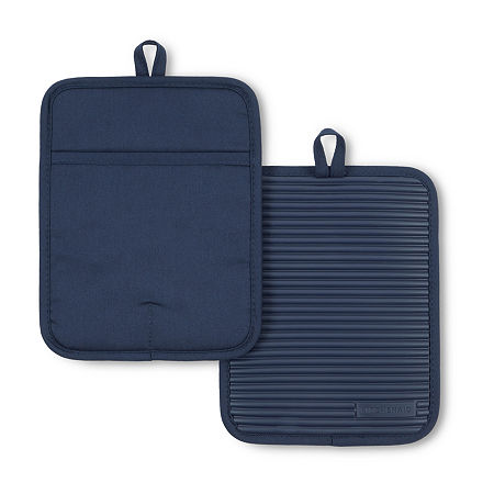 KitchenAid Ribbed Soft Silicone Pot Holder 2-Pack Set  7 x 9 - Ink Blue