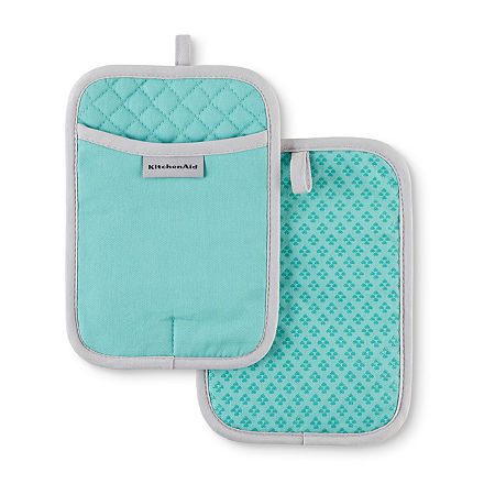 KitchenAid Asteroid Pot Holder 2-Pack Set  7 x 10 - Aqua Sky