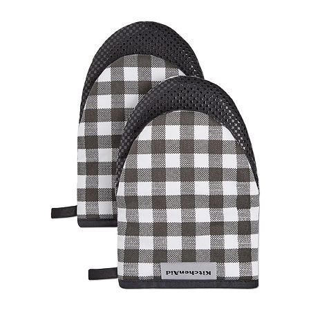 KitchenAid Gingham 2-Pc. Mini Oven Mitt Set - Onyx Black
