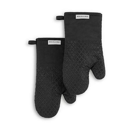 KitchenAid Asteroid Oven Mitts  7x 12.5  Set of 2 - Black