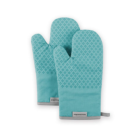 KitchenAid Asteroid Oven Mitts  7x 12.5  Set of 2 - Aqua