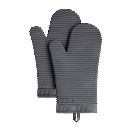 KitchenAid Ribbed Soft Silicone Oven Mitt Set  2 Piece - Gray