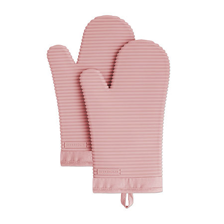 KitchenAid Ribbed Soft Silicone Oven Mitt Set  2 Piece - Open Rose