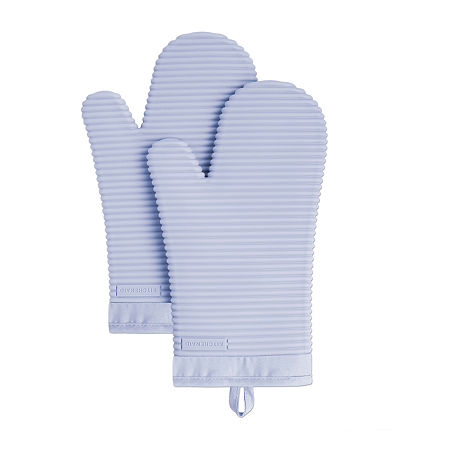 KitchenAid Ribbed Soft Silicone Oven Mitt Set  2 Piece - Open Purple