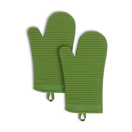 KitchenAid Ribbed Soft Silicone Oven Mitt 2-Pack Set  7.5 x 13 - Matcha