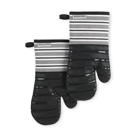 KitchenAid Albany Oven Mitt 2-Pack Set  7 x 13 - Onyx Black