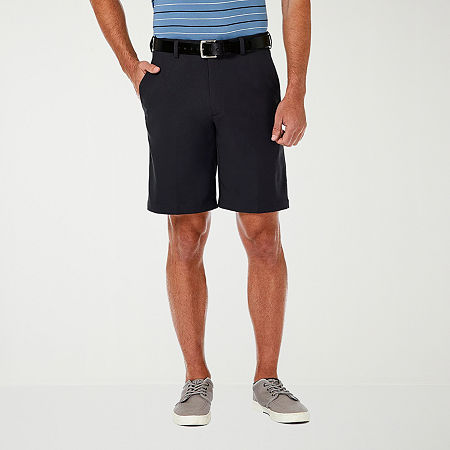 Haggar Mens Cool 18 Pro Flat Front Classic-Fit 9.5 Shorts - Black