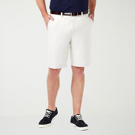 Haggar Mens Cool 18 Pro Flat Front Classic-Fit 9.5 Shorts - White