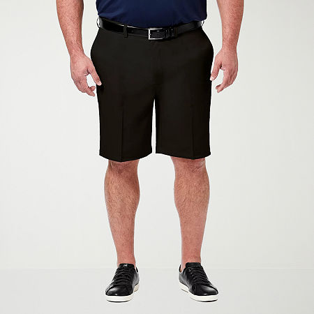 Haggar Mens Big & Tall Cool 18 Pro Classic-Fit Stretch Flat-Front 9.5 Shorts - Black