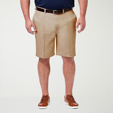 Haggar Mens Big & Tall Cool 18 Pro Classic-Fit Stretch Flat-Front 9.5 Shorts - Khaki