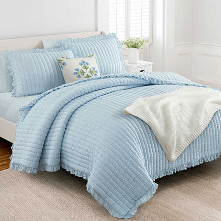 Click here for Martha Stewart Blue Ruffle Reversible Quilt  One S... prices