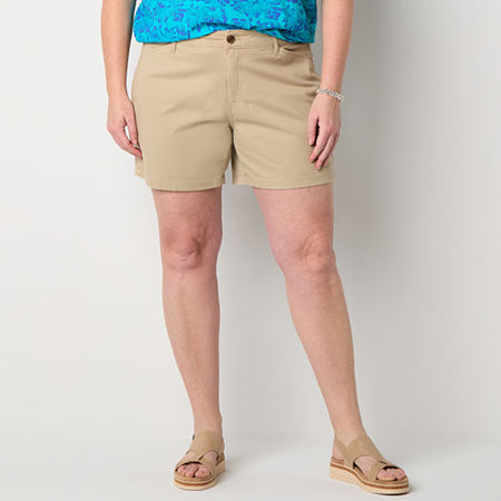 Click here for St. Johns Bay Womens 8 Mid Rise Plus Chino Short... prices