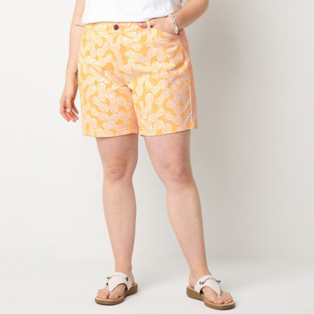 Click here for St. Johns Bay Womens 8 Mid Rise Plus Chino Short... prices