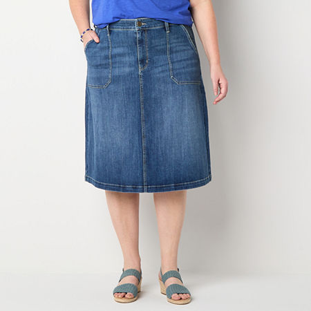 Click here for St. Johns Bay Womens Plus A-Line Skirt  16w  Blue prices