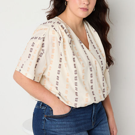 Click here for a.n.a Womens Plus V Neck Short Sleeve Wrap Shirt... prices