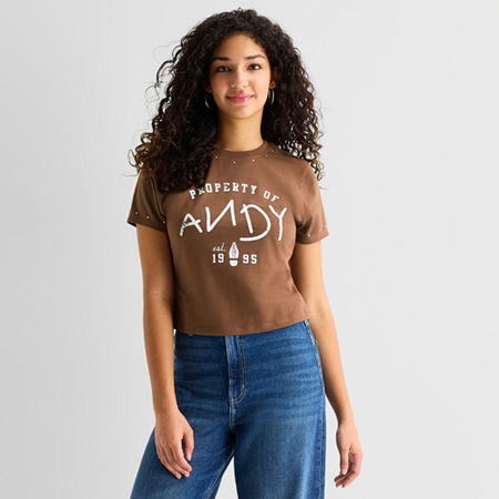 Click here for Andy Studded Baby Tee Womens Juniors Crew Neck Sho... prices