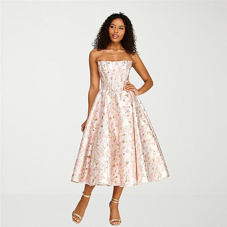 Click here for Premier Amour Womens Strapless Floral Midi Fit + F... prices