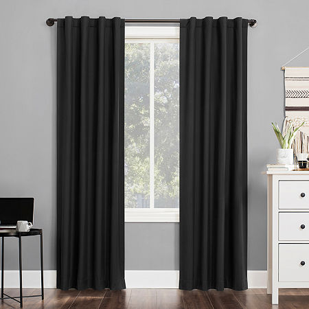 Cyrus Thermal 100 Blackout Back Tab Curtain Panel - Charcoal