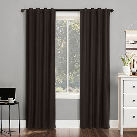 Cyrus Thermal 100 Blackout Back Tab Curtain Panel - Chocolate
