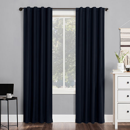 Cyrus Thermal 100 Blackout Back Tab Curtain Panel - Navy