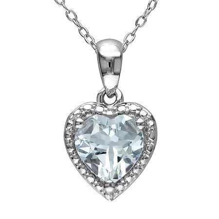 Click here for Womens Genuine Blue Aquamarine Sterling Silver Hea... prices