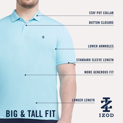 IZOD Advantage Performance Big and Tall Mens Classic Fit Short Sleeve ...