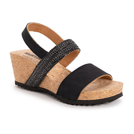 Muk Luks Womens Wendy Wedge Sandal - Black