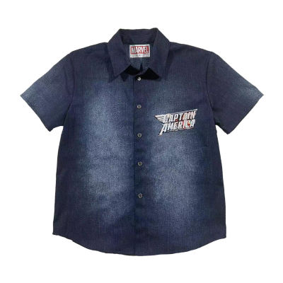 Disney Collection Big Boys Short Sleeve Captain America Button-Down ...
