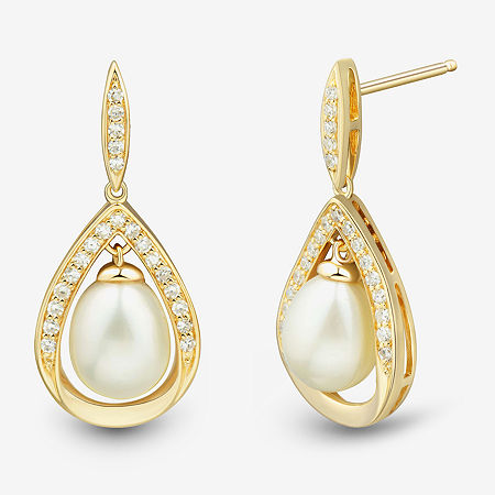 Click here for Womens White Cultured Freshwater Pearl 14K Gold Ov... prices