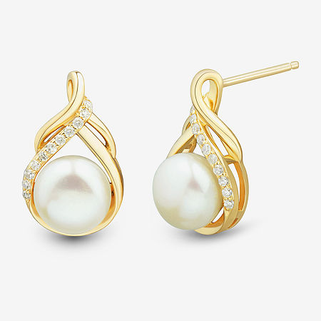 Click here for Womens White Cultured Freshwater Pearl 14K Gold Ov... prices