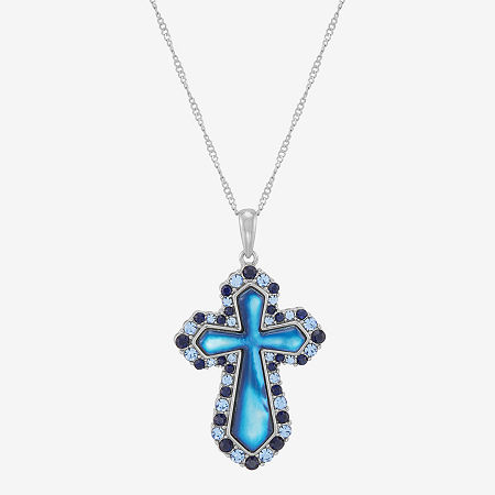Click here for Womens Blue Mother Of Pearl Sterling Silver Cross... prices