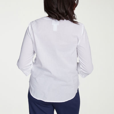 Alfred Dunner Nantucket Womens Split Crew Neck 3/4 Sleeve Blouse, Color ...