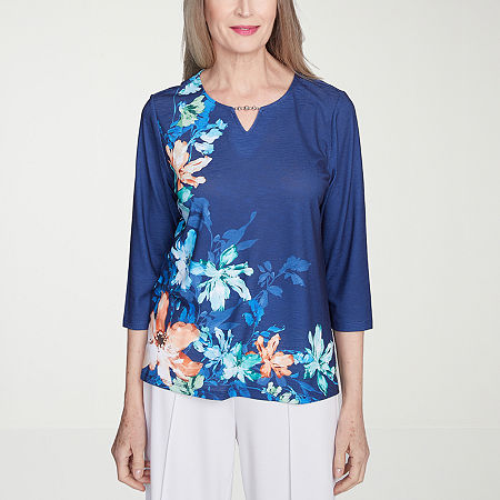 Click here for Alfred Dunner Nantucket Womens Split Crew Neck 3/4... prices