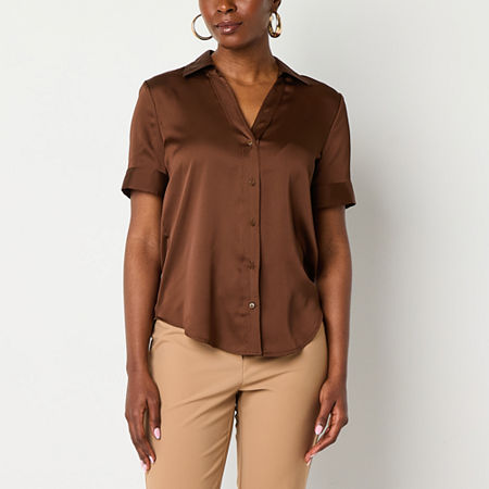 Click here for Worthington Womens Short Sleeve Regular Fit Button... prices