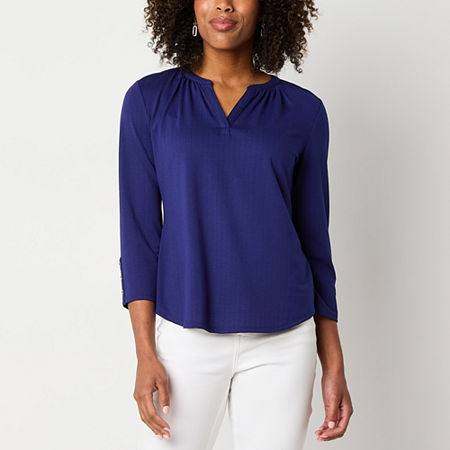 Click here for Liz Claiborne Womens V Neck 3/4 Sleeve Blouse  X-l... prices