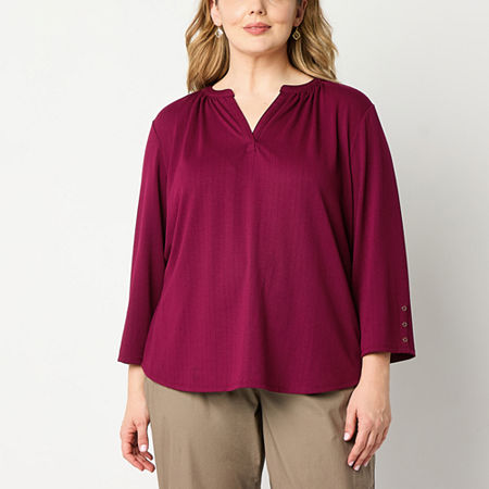 Click here for Liz Claiborne Womens Plus Split Crew Neck 3/4 Slee... prices