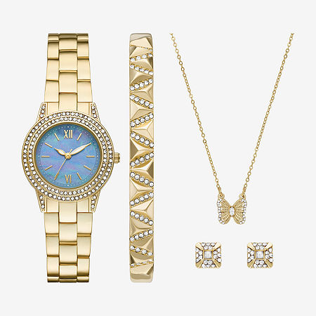 Click here for Womens Crystal Accent Gold Tone 4-pc. Watch Boxed... prices