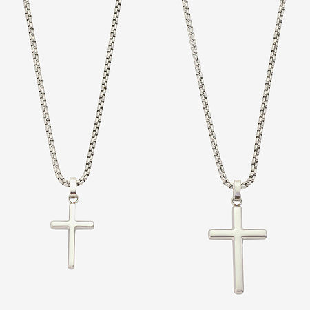 Click here for Father & Son Mens Stainless Steel Cross 2-pc. Neck... prices