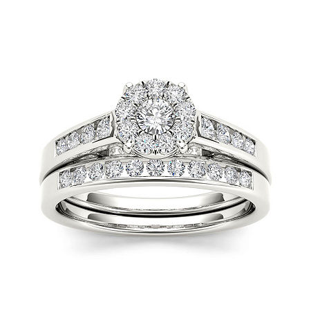 Click here for 1/2 CT.T.W. Natural Diamond 10K White Gold Bridal... prices