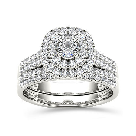 Click here for 1 CT. T.W. Diamond 10K White Gold Bridal Ring Set... prices